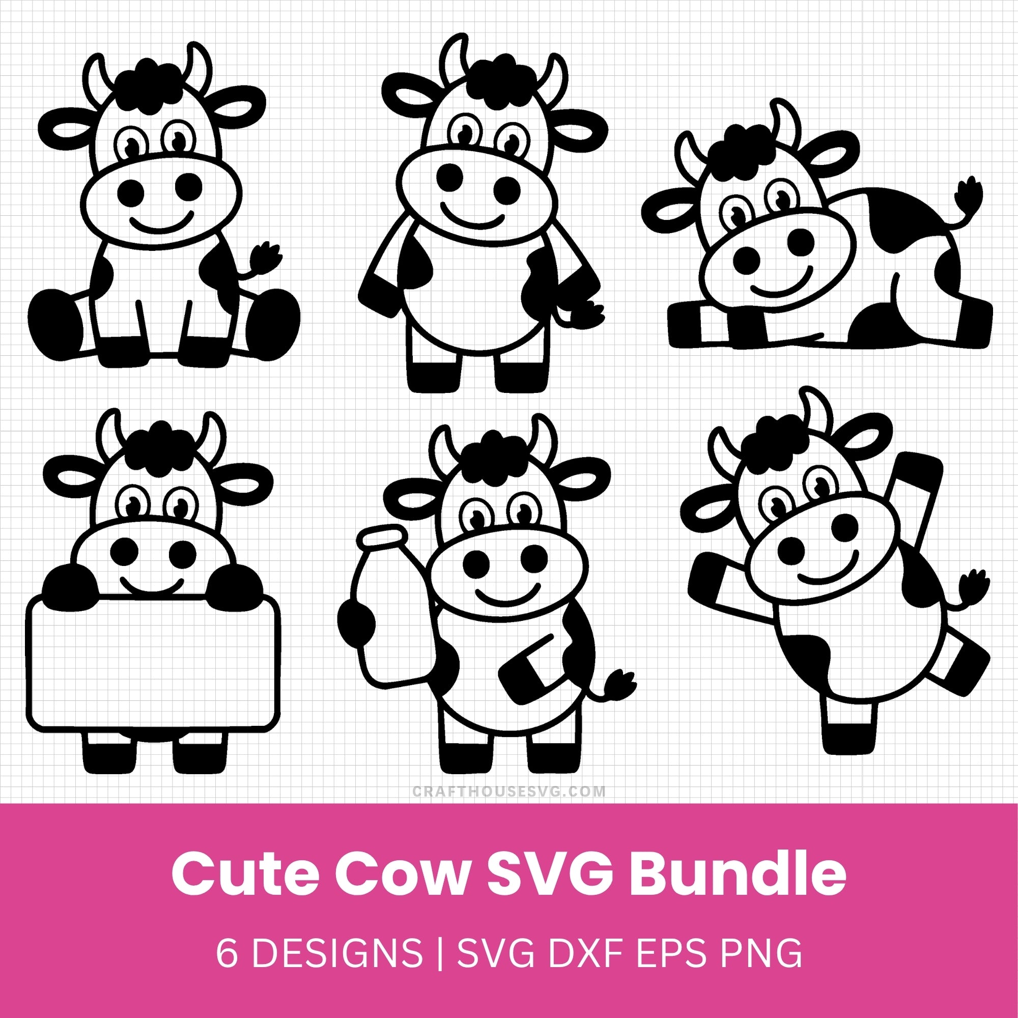 Cartoon Cow SVG Bundle - Free and Premium Files