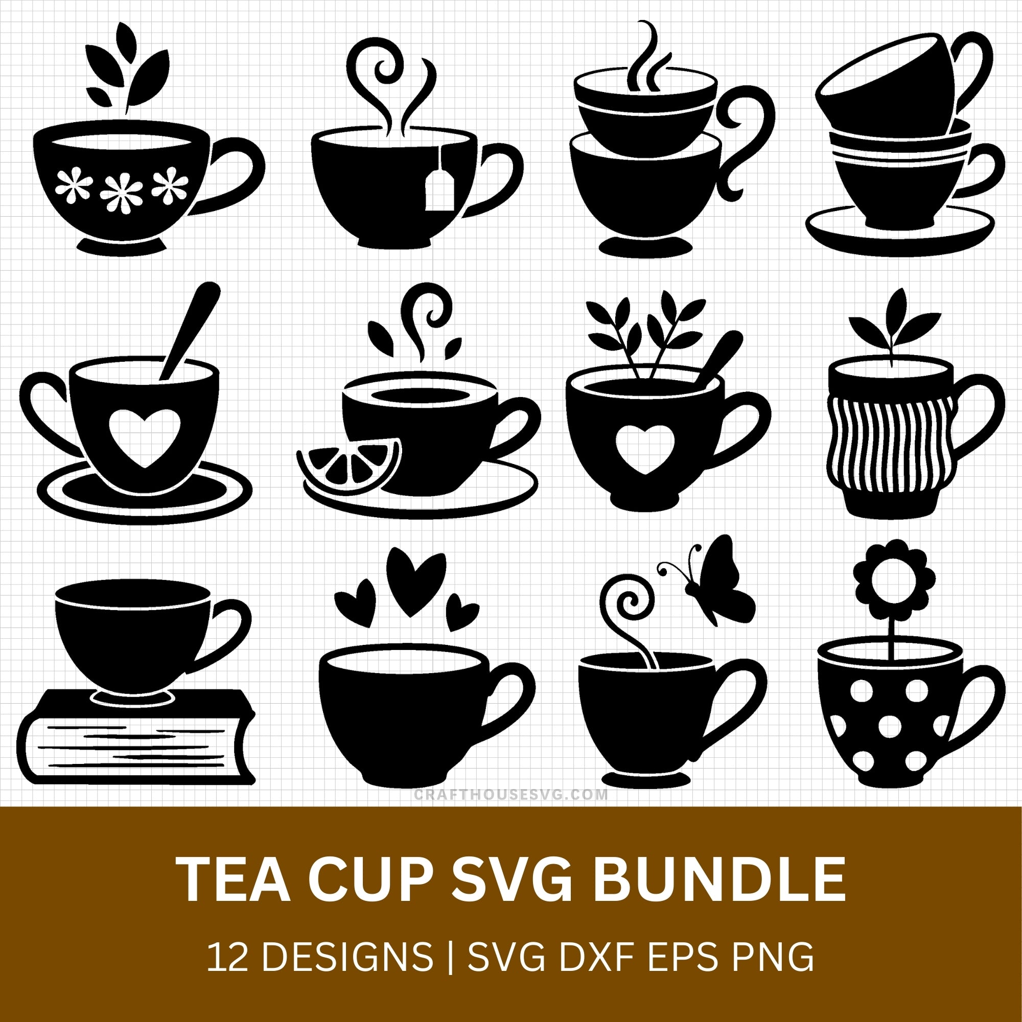 Tea Cup SVG Bundle - Free and Premium Files