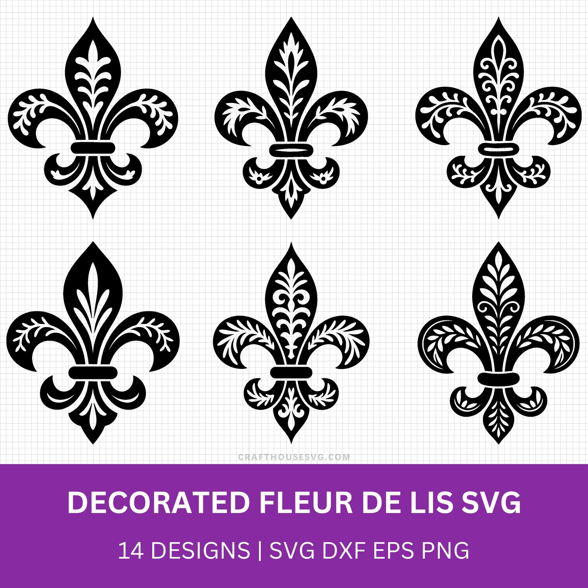 Decorated Fleur de lis SVG Bundle – Craft House SVG