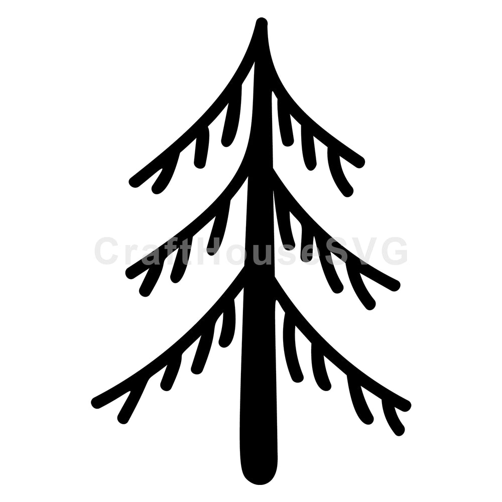 Sparse Branch Christmas Tree Silhouette SVG