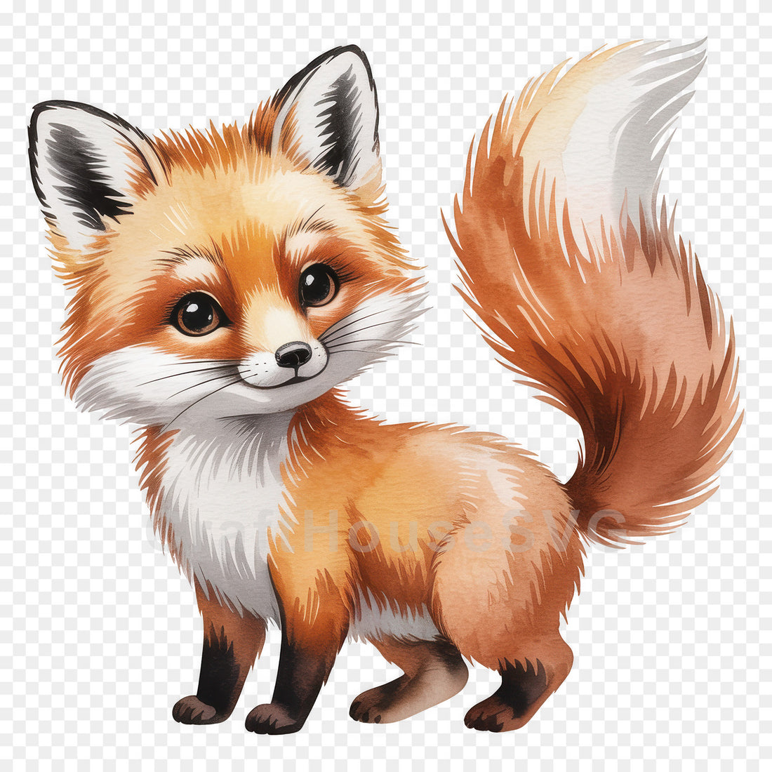 Curious Little Fox Looking Back PNG Clip Art Sublimation - Free and