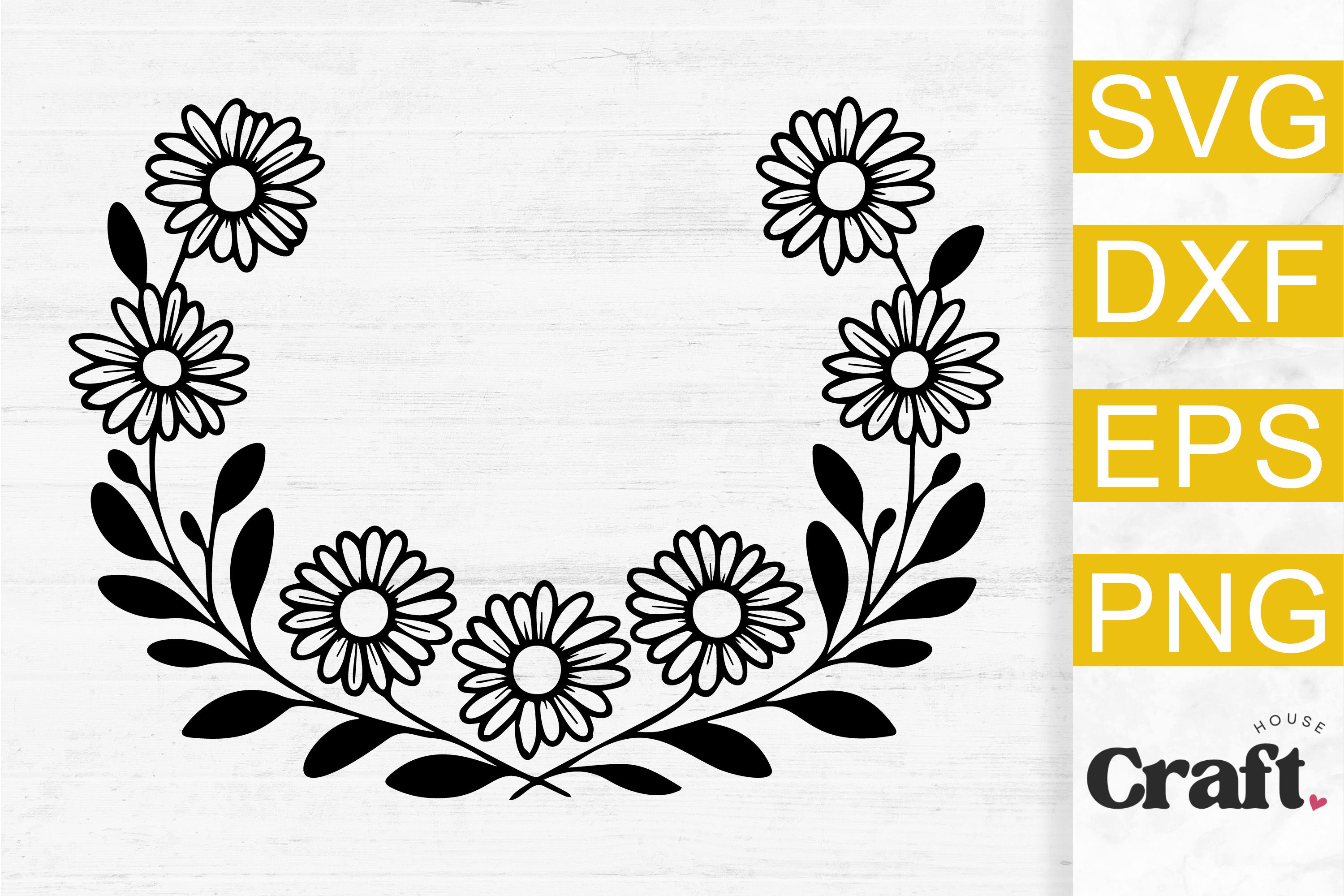 Decorative Daisy Border SVG - Craft House SVG