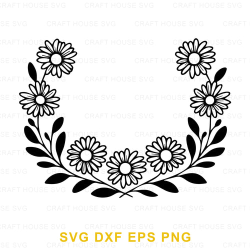 FREE Decorative Daisy Border SVG - Craft House SVG