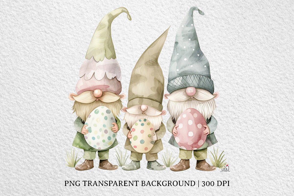 Watercolor Easter Gnome Sublimation Bundle Clip Art PNG - CraftHouseSVG