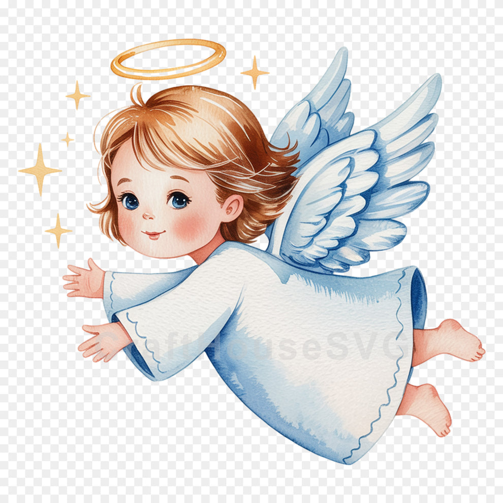 Little Angel Flying with Halo PNG Clip Art Sublimation - Free and ...