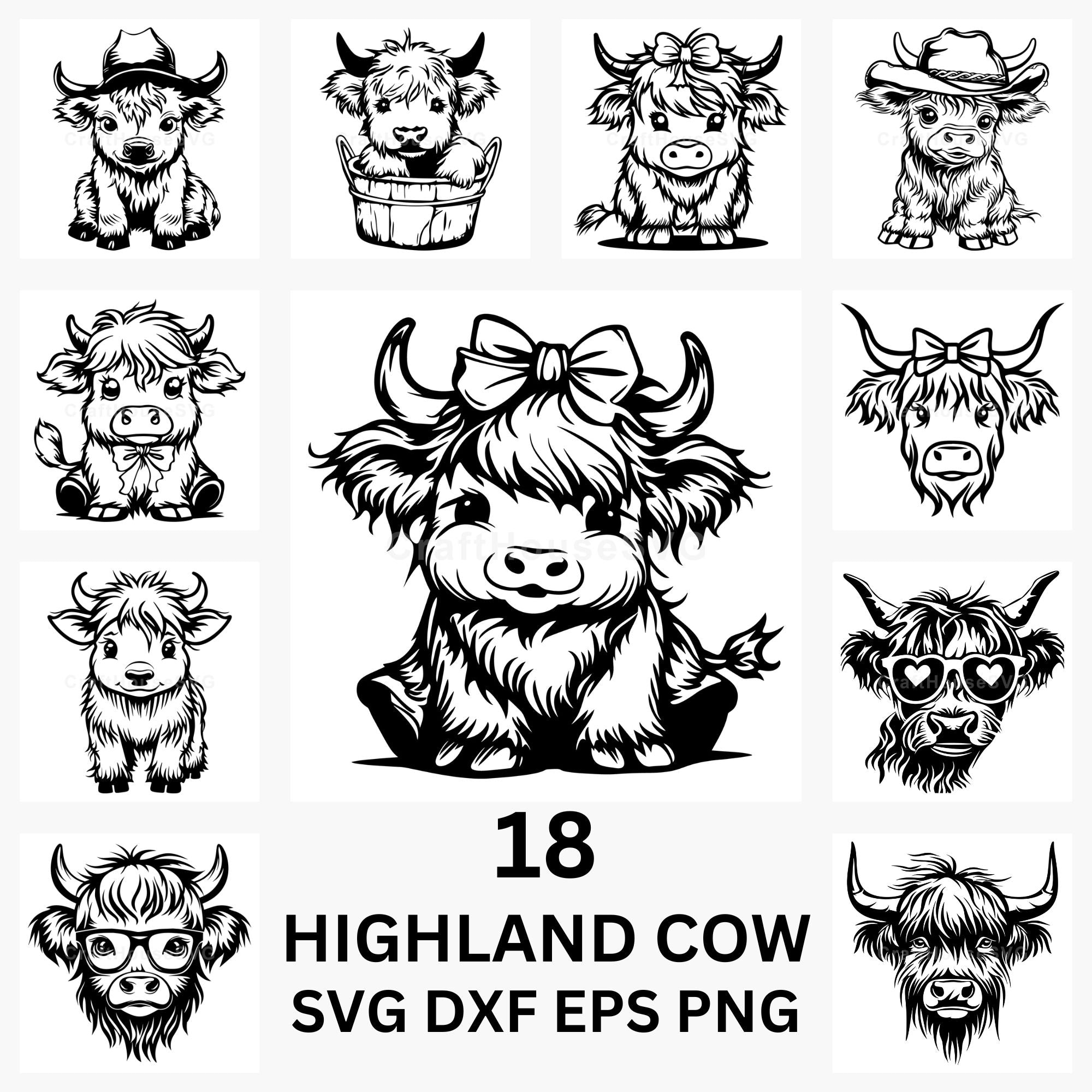 Highland Cow SVG Bundle for Commercial Use