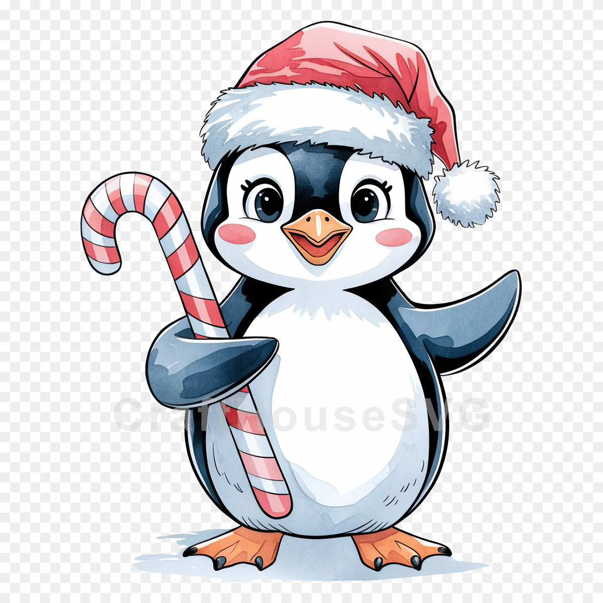 Penguin Holding Candy Cane PNG Clip Art - Free and Premium Files