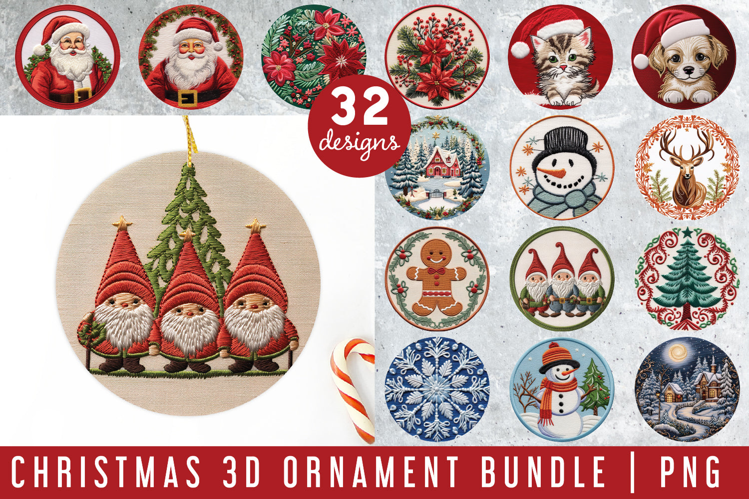 Christmas 3D Ornament Bundle Sublimation Designs PNG - CraftHouseSVG