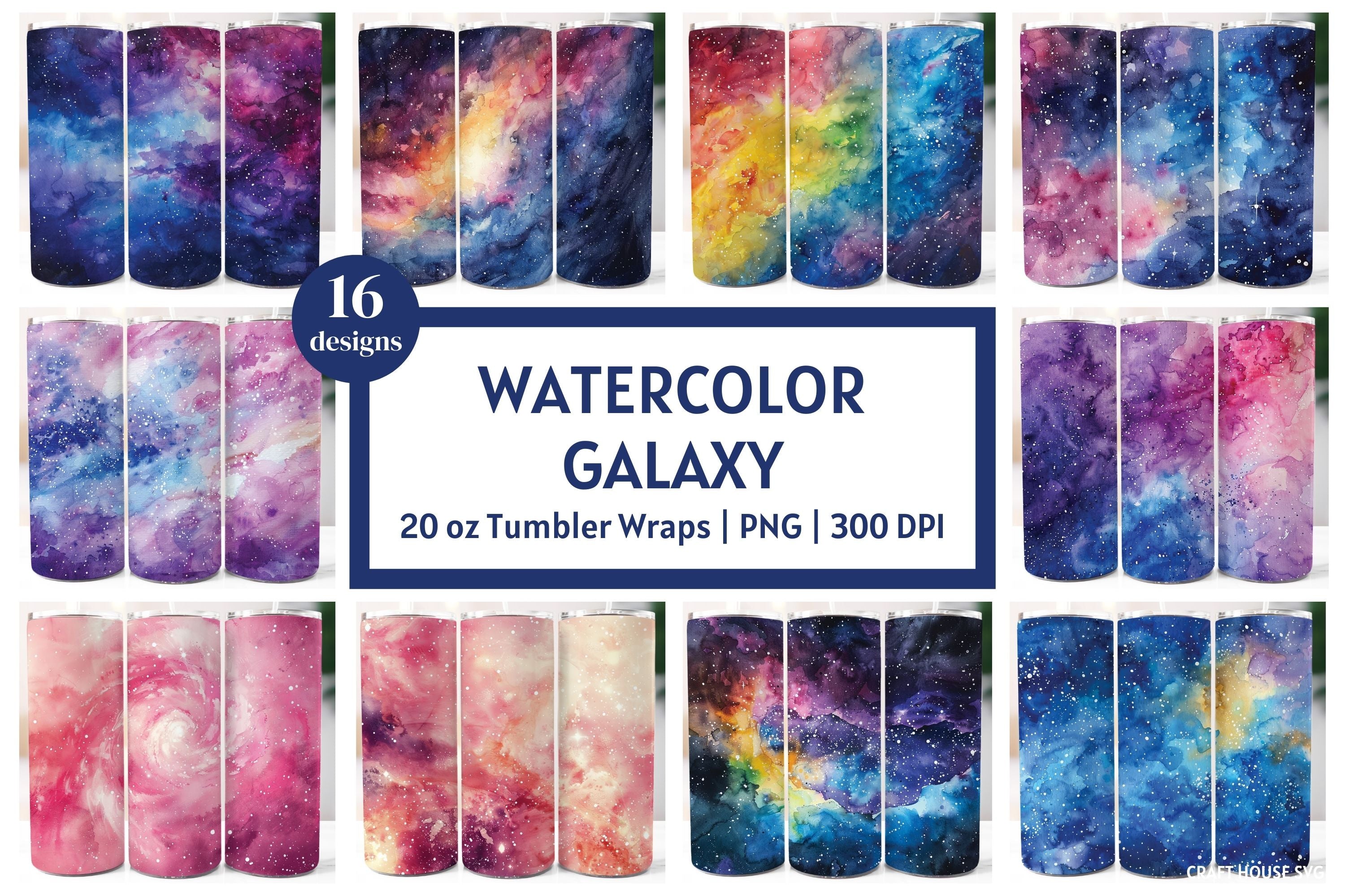 Galaxy Tumbler Sublimation Bundle PNG 20 oz