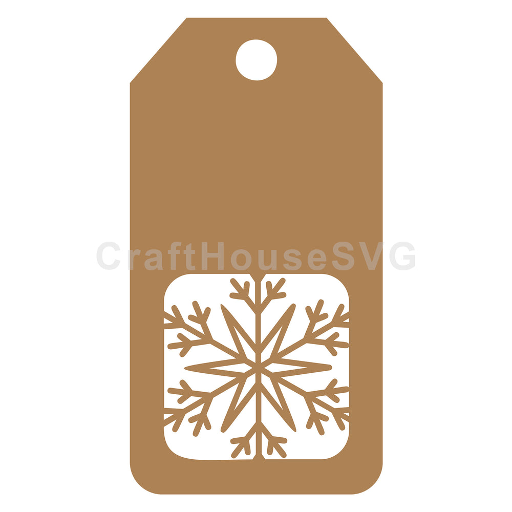 Square Framed Snowflake Gift Tag SVG