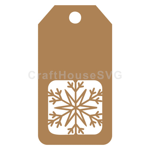 Square Framed Snowflake Gift Tag SVG