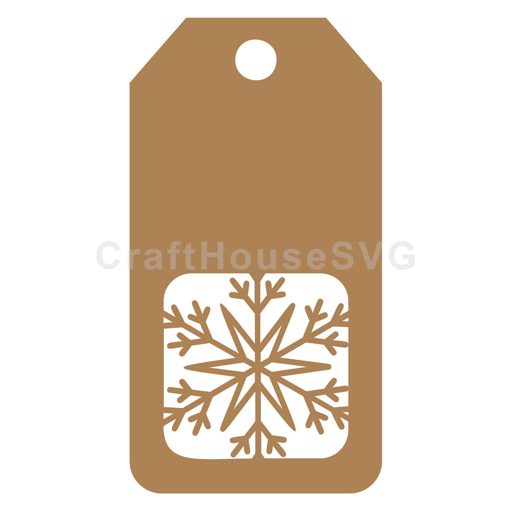 Square Framed Snowflake Gift Tag SVG