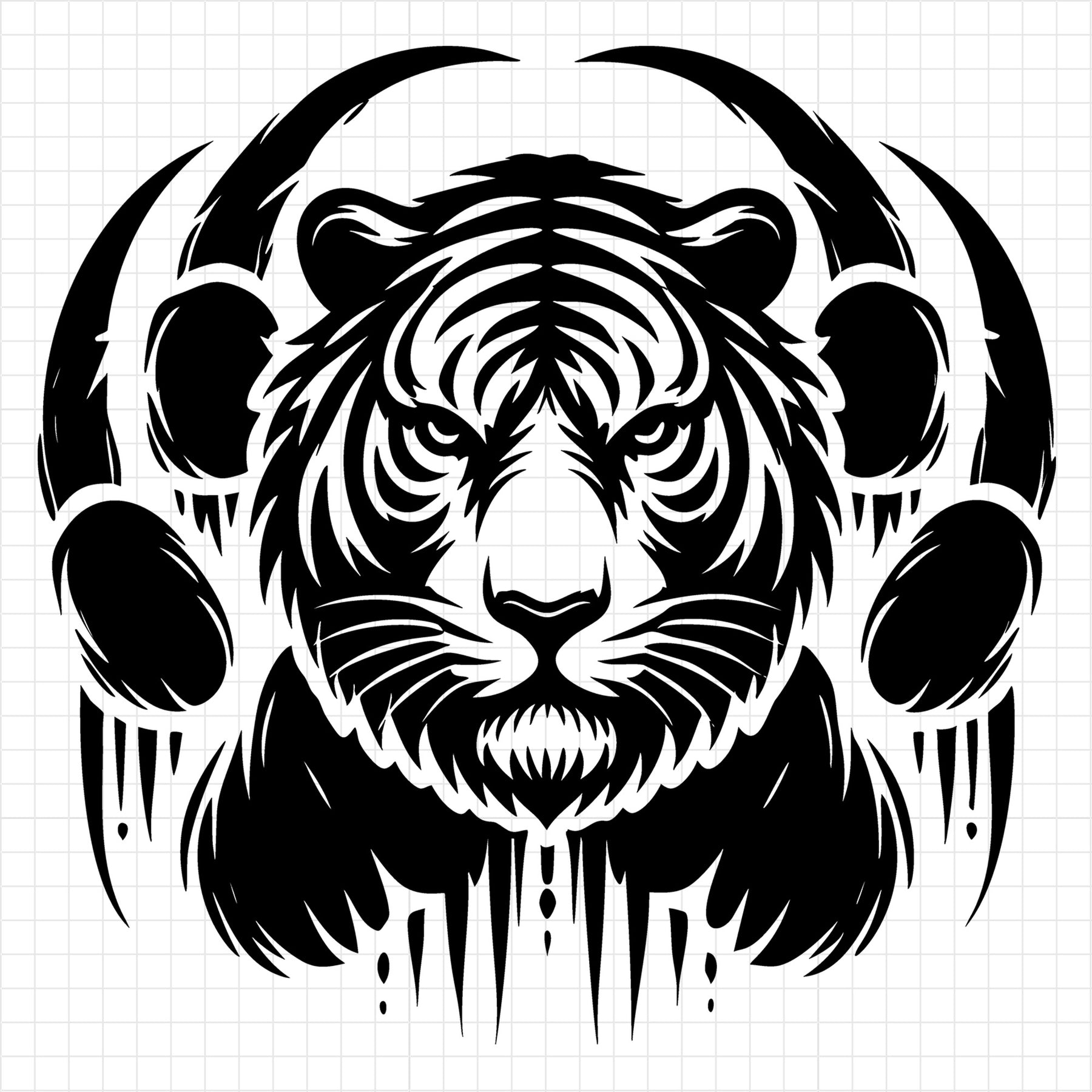 Tiger Face Framed by Bold Claw Marks SVG - Free and Premium Files
