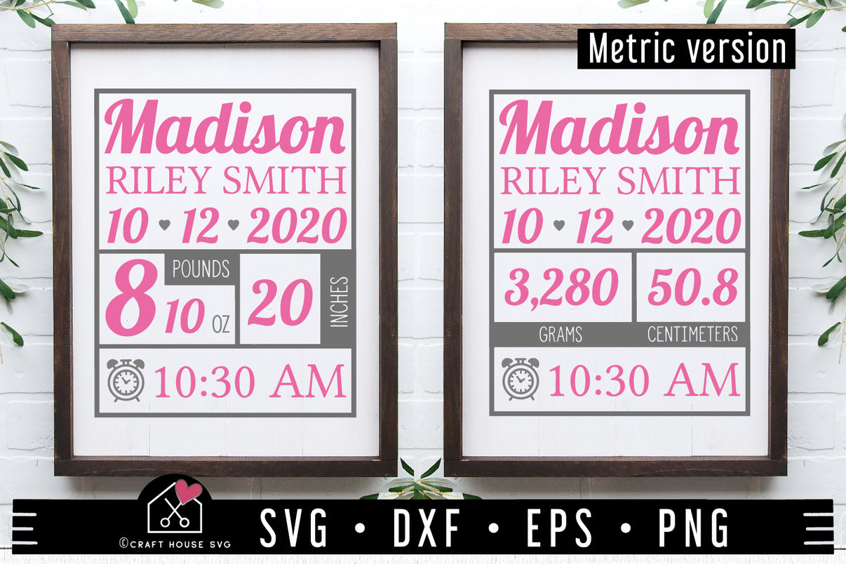 Baby SVG file | Baby Birth Stat SVG MF97 Birth Stat Metric SVG - Free ...