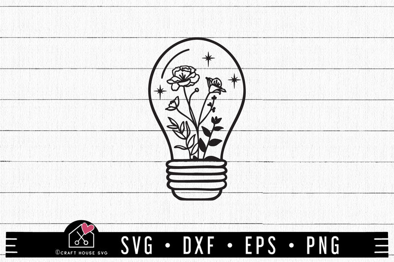 FREE Floral Light Bulb SVG Flower cut file - Craft House SVG
