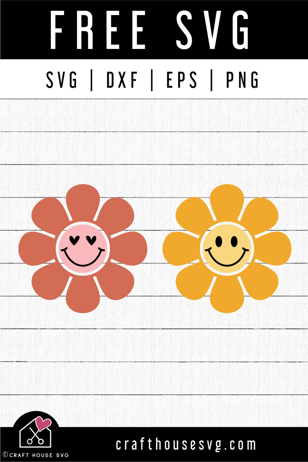 FREE Retro Flower Smiley Face SVG Groovy Cut File - Craft House SVG