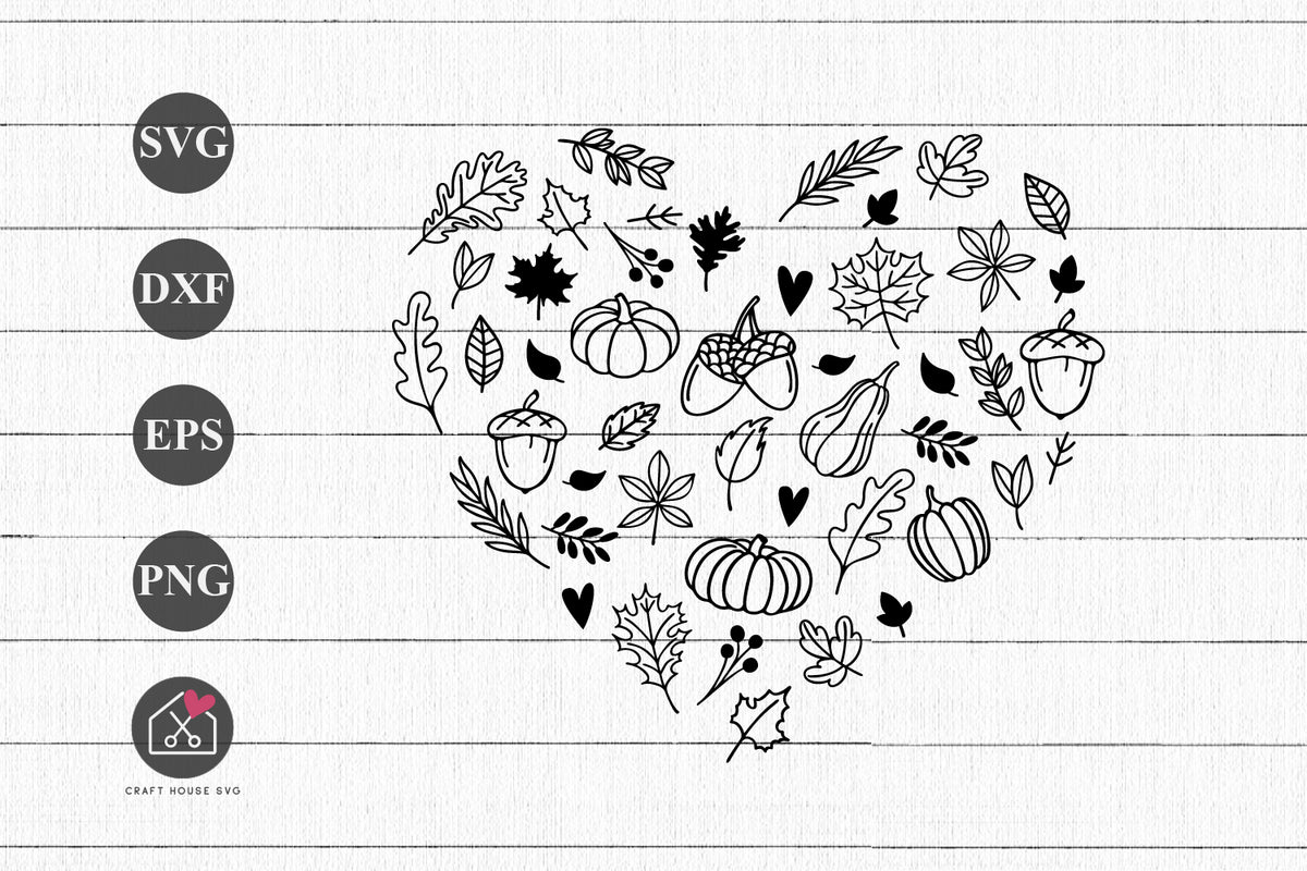 FREE Fall Autumn Heart SVG Fall Autumn Icons Cut Files - Craft House SVG