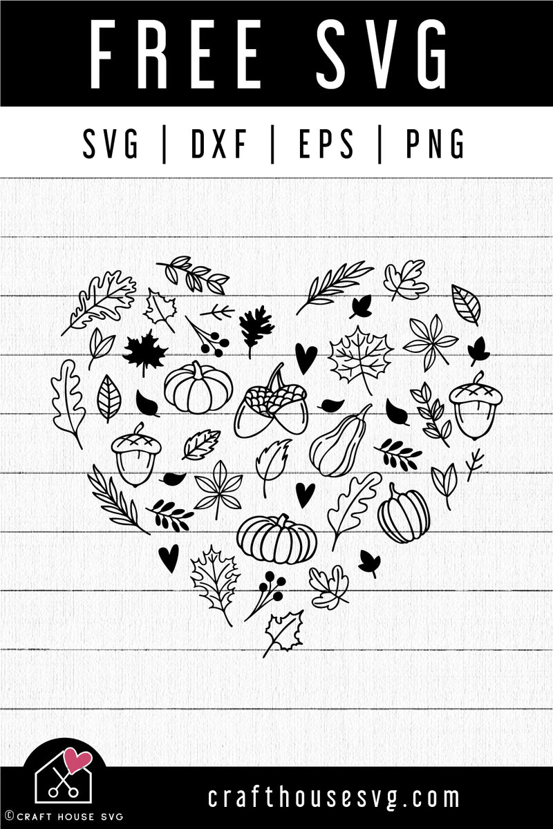 FREE Fall Autumn Heart SVG Fall Autumn Icons Cut Files - Craft House SVG