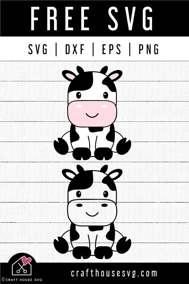 FREE Cute Cow SVG Cut Files - Craft House SVG
