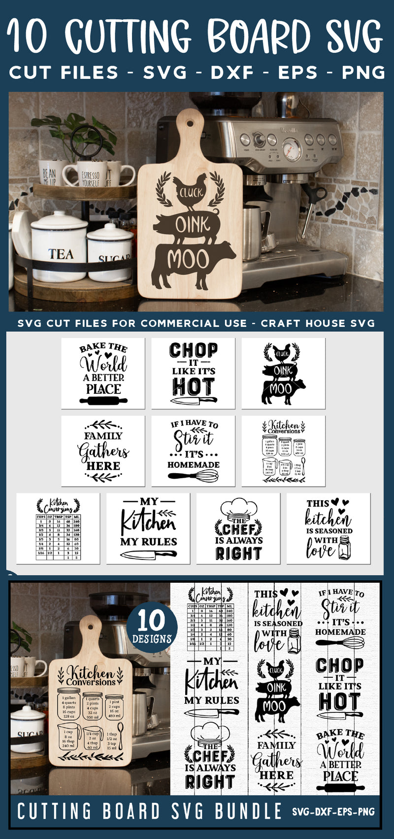 Cutting Board SVG Bundle Kitchen Cut Files - Craft House SVG