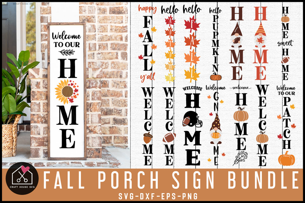 Fall Front Porch Sign SVG Bundle - Free and Premium Files