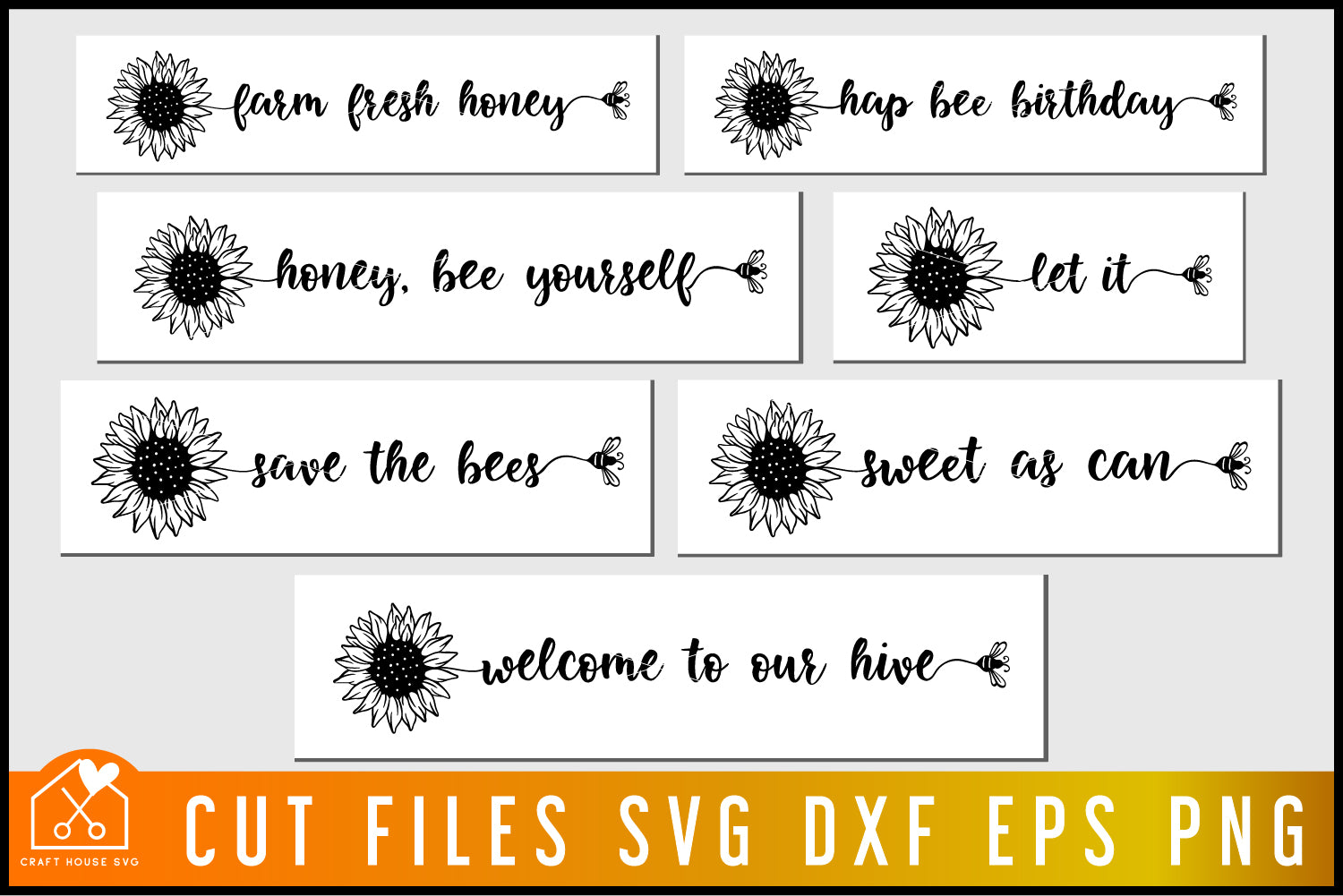 Bee Quotes SVG Bundle, Sunflower Inspirational Cut Files - Craft House SVG