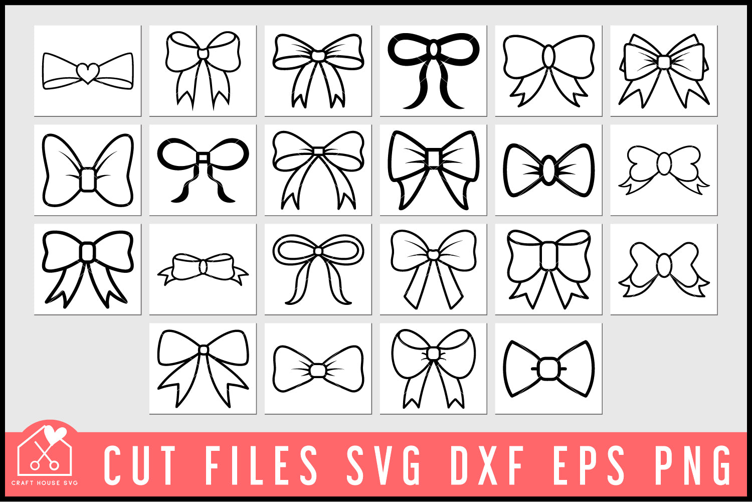 Ribbon Bows SVG Bundle Bow Tie Cut Files - Craft House SVG