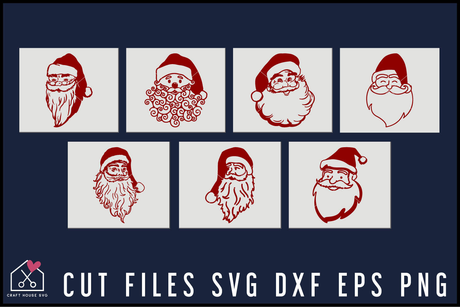 Santa Claus SVG Bundle Vintage Santa Face Cut Files - Craft House SVG