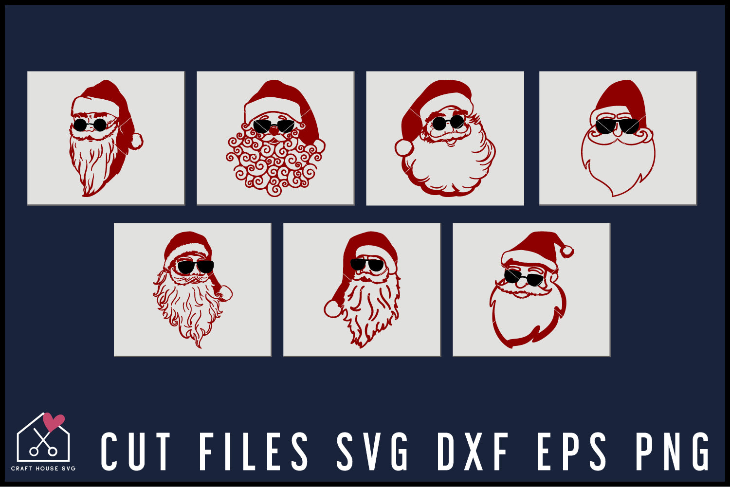Santa Claus SVG Bundle Vintage Santa Face Cut Files - Craft House SVG