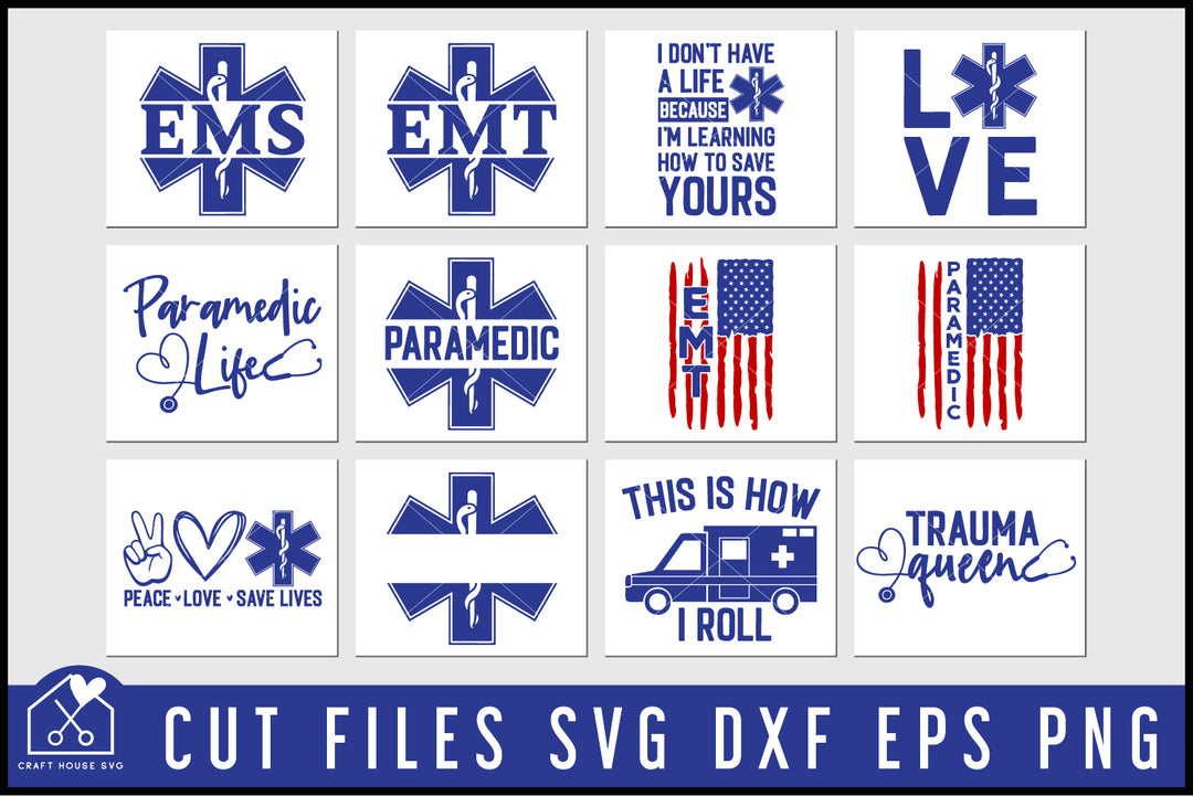 Paramedic EMS EMT SVG Bundle Medical Service Shirt Cut Files - Craft ...