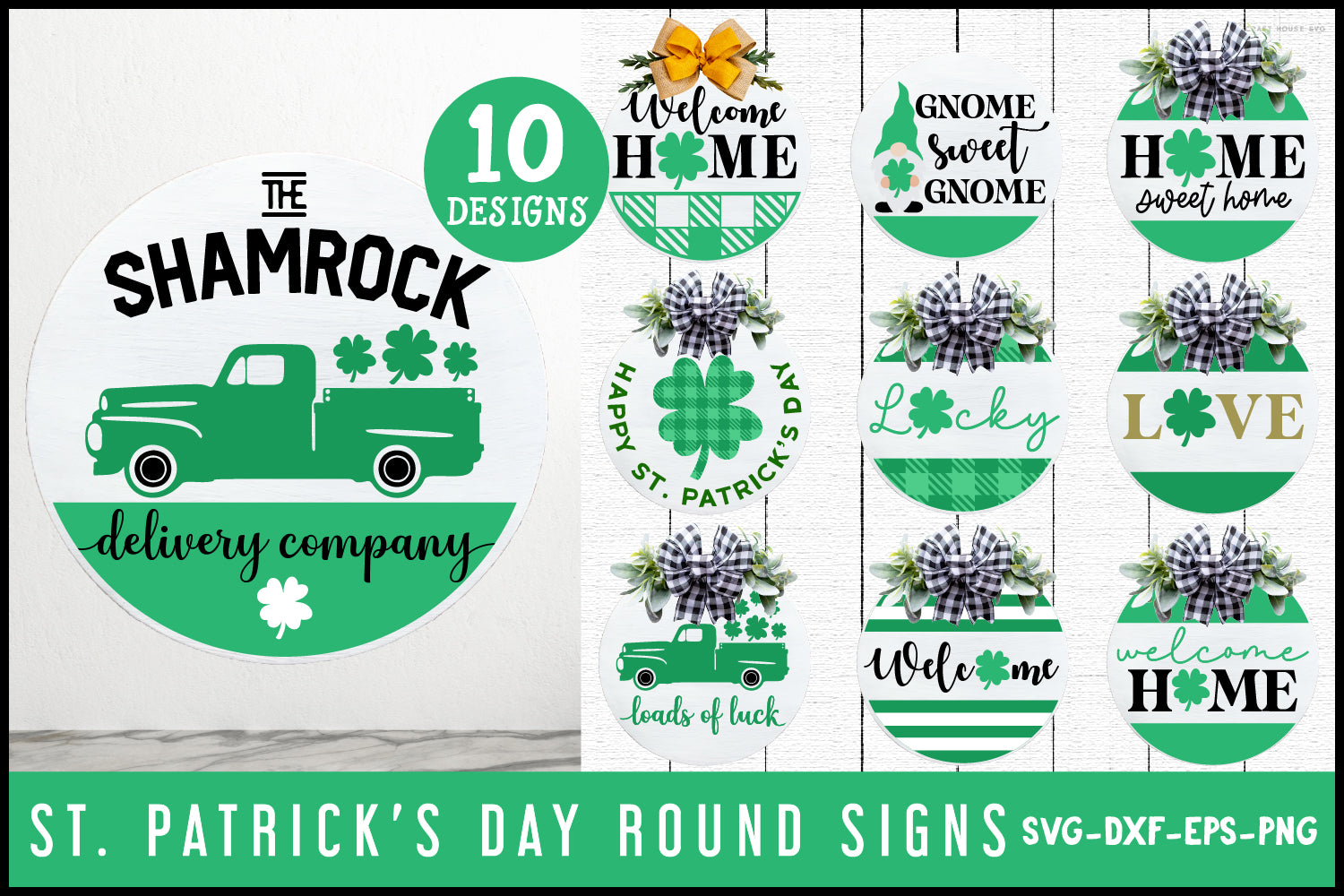 St. Patrick's Day Round Signs SVG Bundle Welcome Sign Cut Files - Craft ...