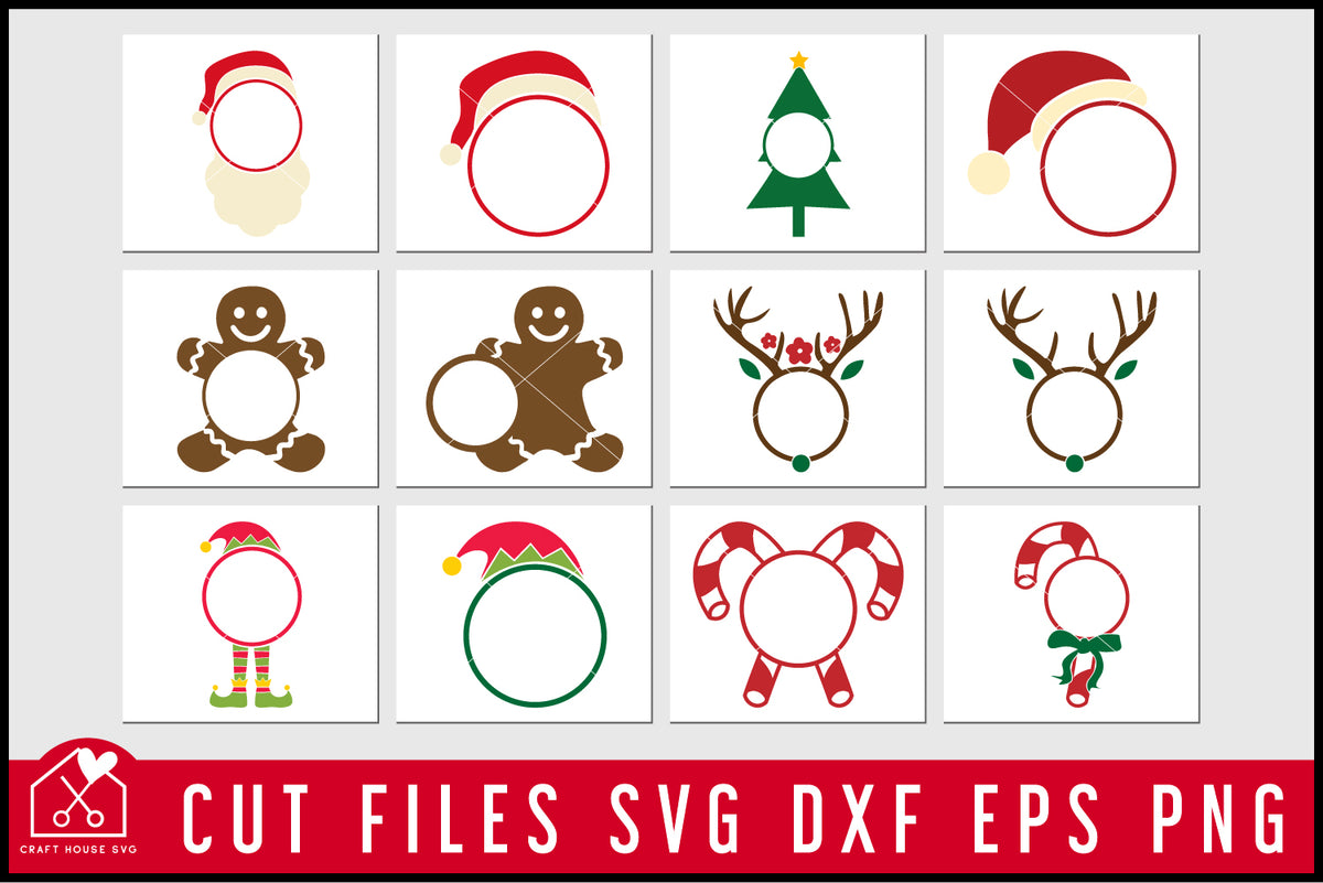 Christmas Monogram Frame SVG Bundle - Craft House SVG