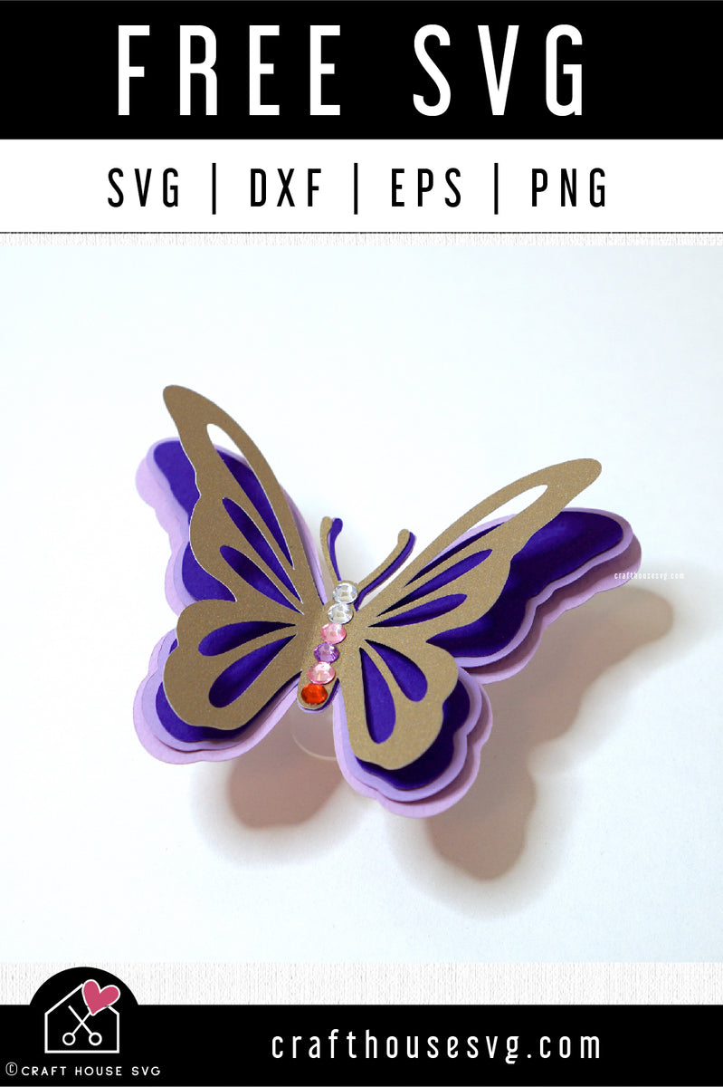 FREE 3D Layered Butterfly SVG cut file - Craft House SVG