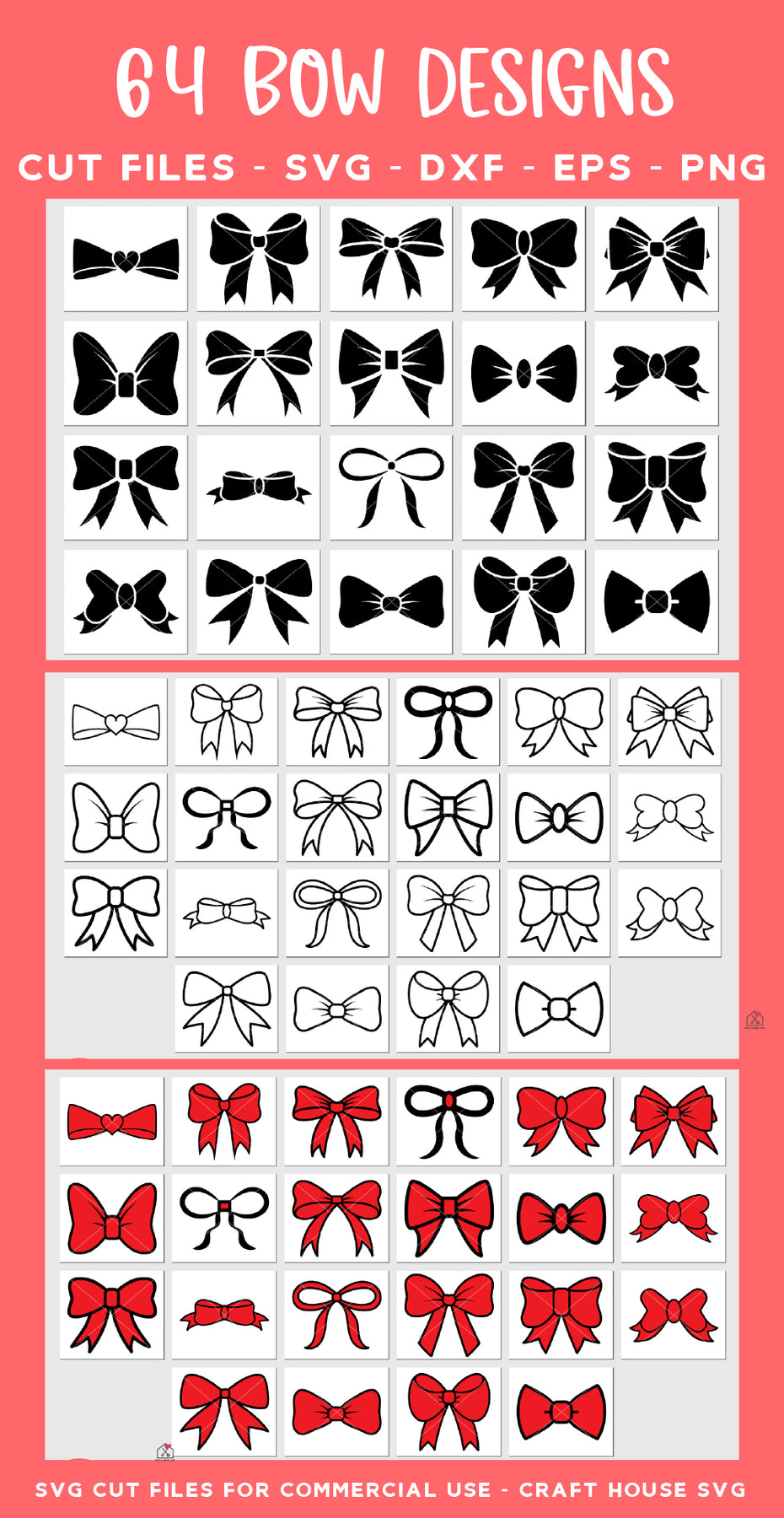 Ribbon Bows SVG Bundle Bow Tie Cut Files - Craft House SVG