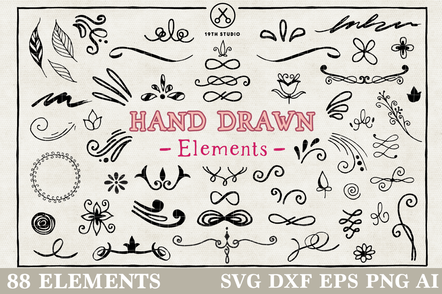 Hand Drawn Elements Pack - VB18 - Free and Premium Files – Craft House SVG
