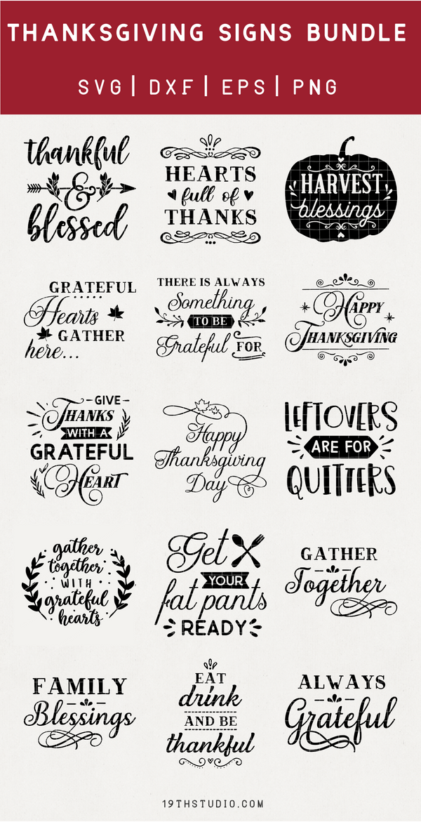 Thanksgiving Sign SVG Bundle - Free and Premium Files